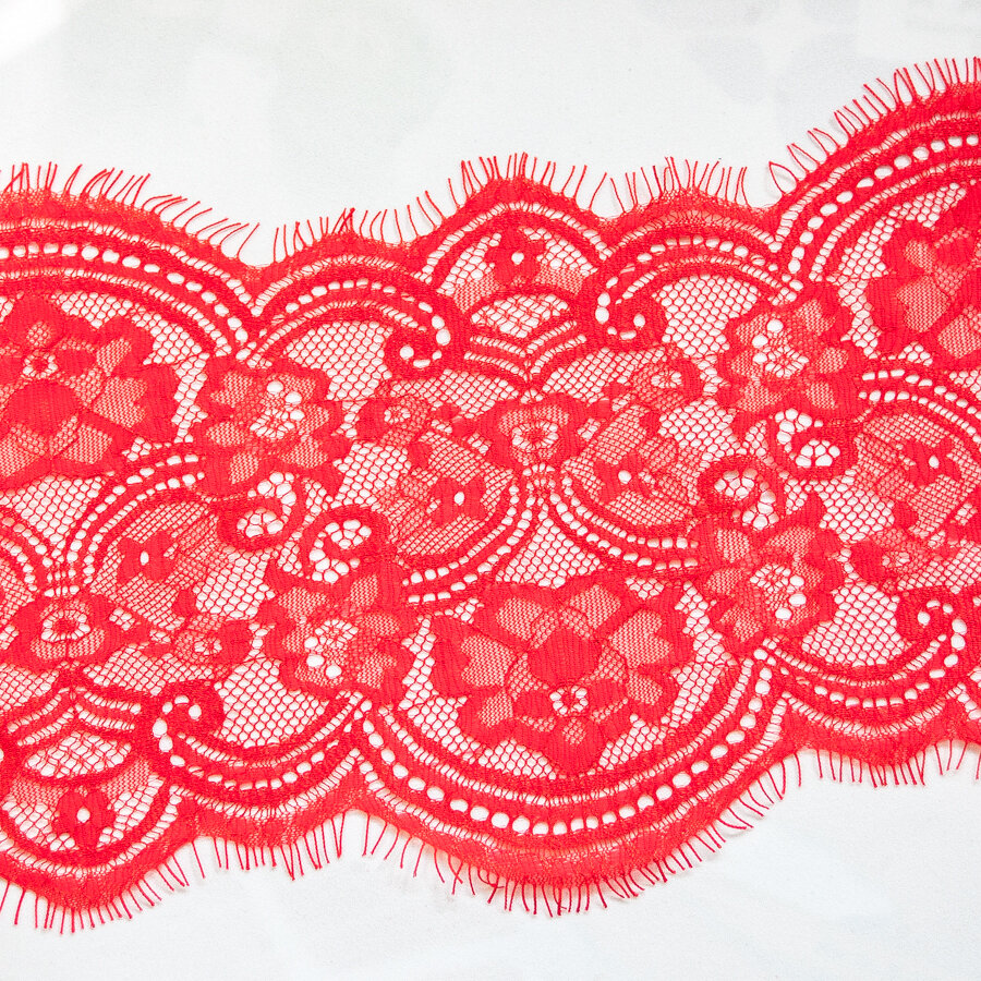 Изысканное шантильи: Кружево реснички 165 мм, 9м(3шт*3м), цвет красный