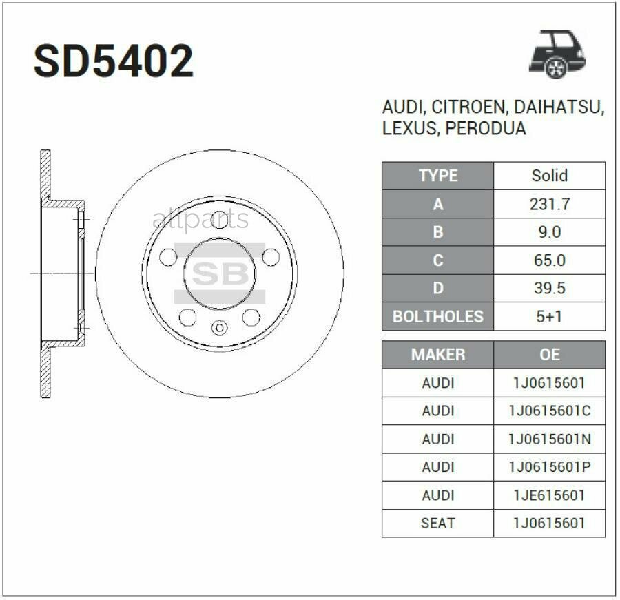 SANGSIN BRAKE SD5402 диск тормозной SD5402