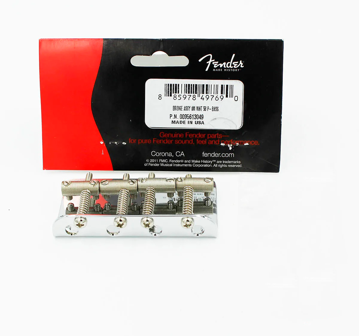 Оригинальный бридж для бас-гитары Fender '58 Reissue Precision/Jazz P/J-Bass Bridge 009-5613-049, спиральные седла