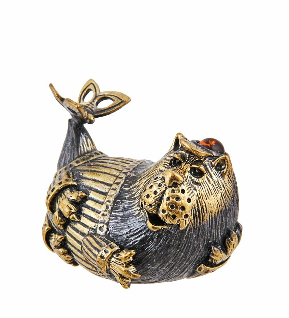 Фигурка 'Кот Таити' (латунь, янтарь)