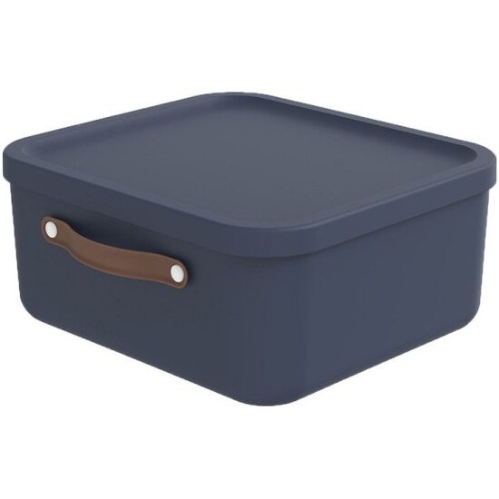 Ящик Rotho Maloja для хранения вещей, пластиковый с крышкой и ручкой, темно-синий, 20 л (1055006250)