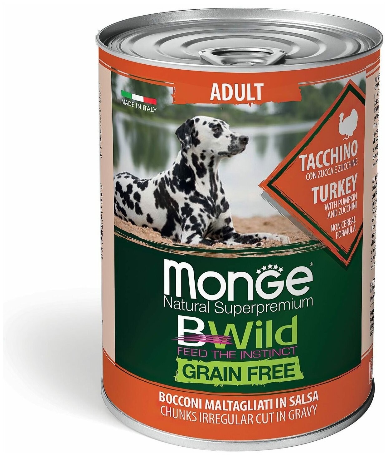 Monge dog bwild grain free беззерновые консервы для собак из индейки 6 шт по 400г