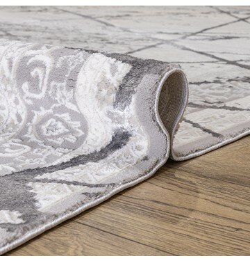 Ковер Турецкий Prado дизайн KB03A цвет WHITE / GRAY2 Овал 1.6x2.3м