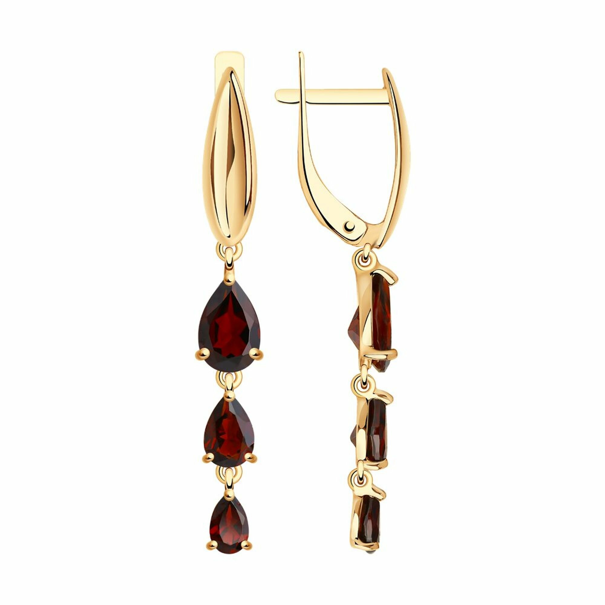 Серьги Diamant online, красное золото, 585 проба, гранат
