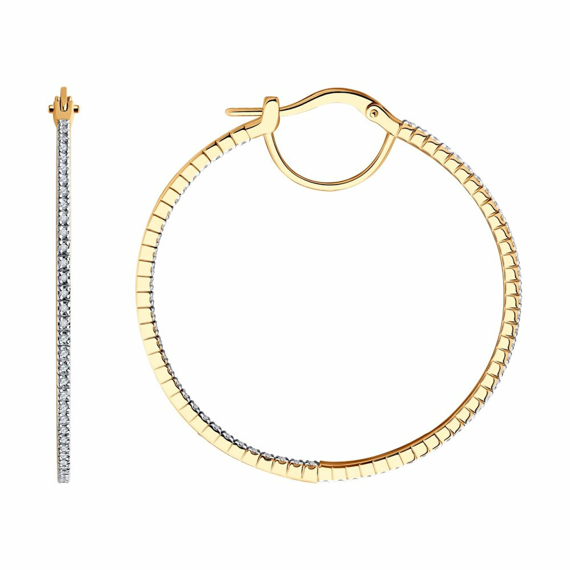 Серьги конго, красное золото, 585 проба, бриллиант