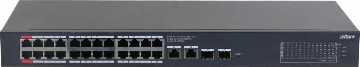 Коммутатор Dahua DH-CS4228-24GT-240 2xКомбо(1000BASE-T/SFP) управляемый
