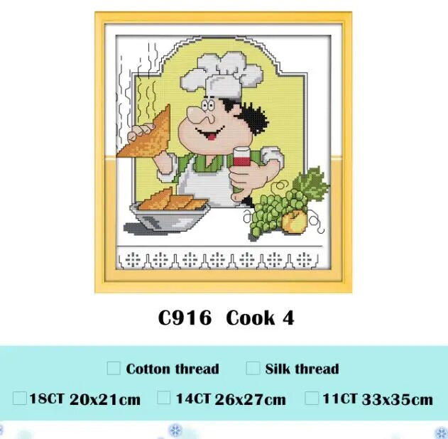 Humor chef смешной повар кухонный Декор счетная печать DMC 14CT 11CT 18CT Набор для вышивки крестиком Набор для вышивания Мульти картина плюс