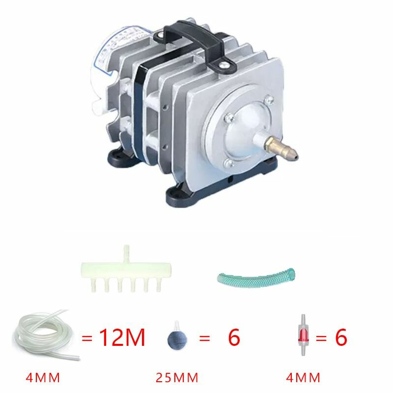 Воздушный компрессор SUNSUN, насос для насыщения кислородом аквариума ACO-001 20 Вт 20Л/мин, шунт на 6 отверстий, включая аксессуары