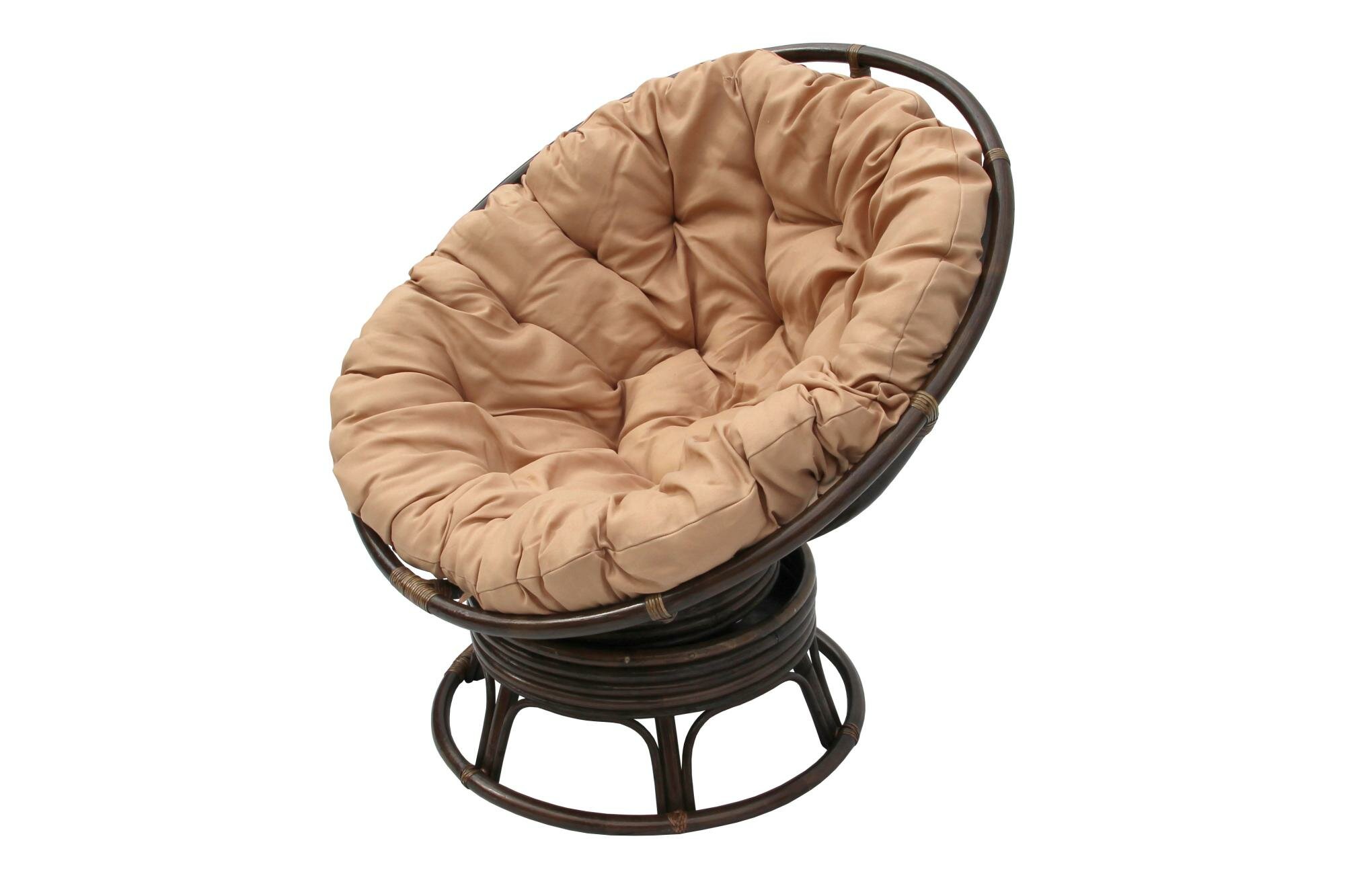 Кресло -качалка вращающееся Папасан Roker D110 арт. CV-18C (каркас коньячн. 2 части, подушка беж.)
