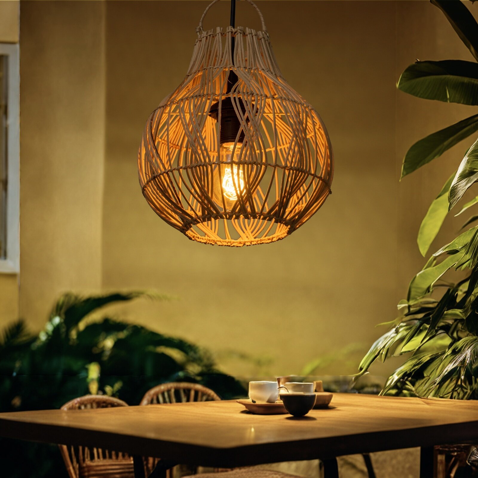 Светильник потолочный из ротанга «Диас», 1×120 Вт, Е27, 25×25×25 см