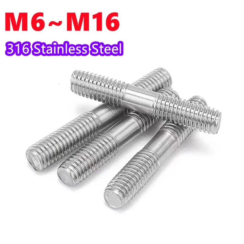 Болты с двойной резьбой из нержавеющей стали M6-M16 40-150 мм M6-3pcs, 40mm