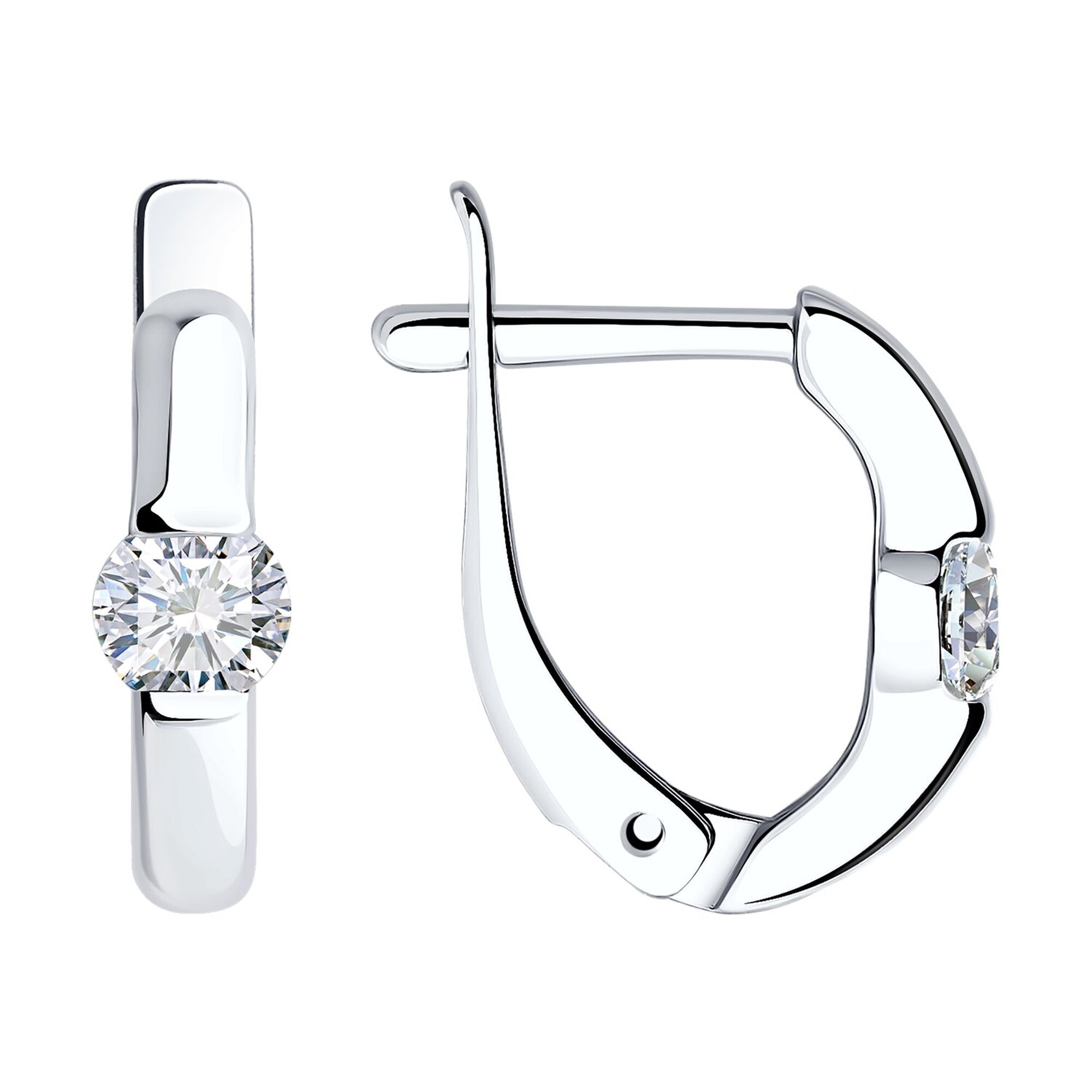 Серьги, серебро, 925 проба, родирование, фианит