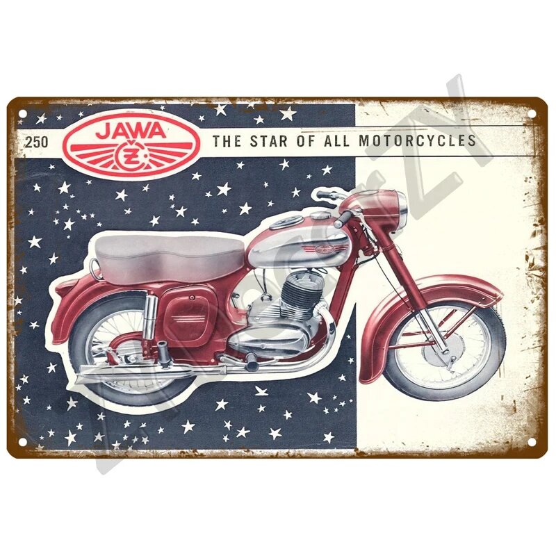 Металлическая табличка JAWA 250 "Звезда мотоциклов" ZSWL 25908
