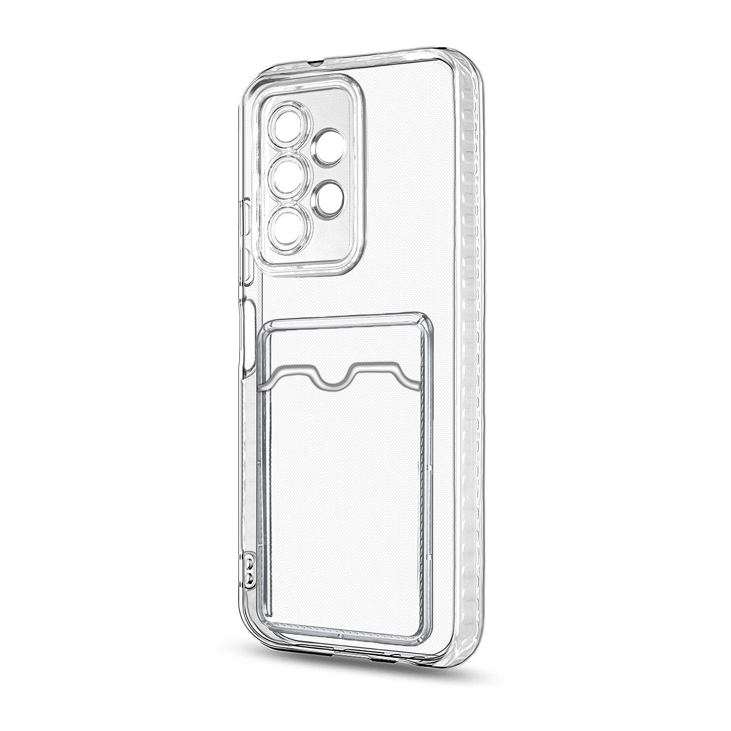 Защитный чехол для Samsung Galaxy A13 с защитой камеры и карманом для карт, силиконовый, прозрачный