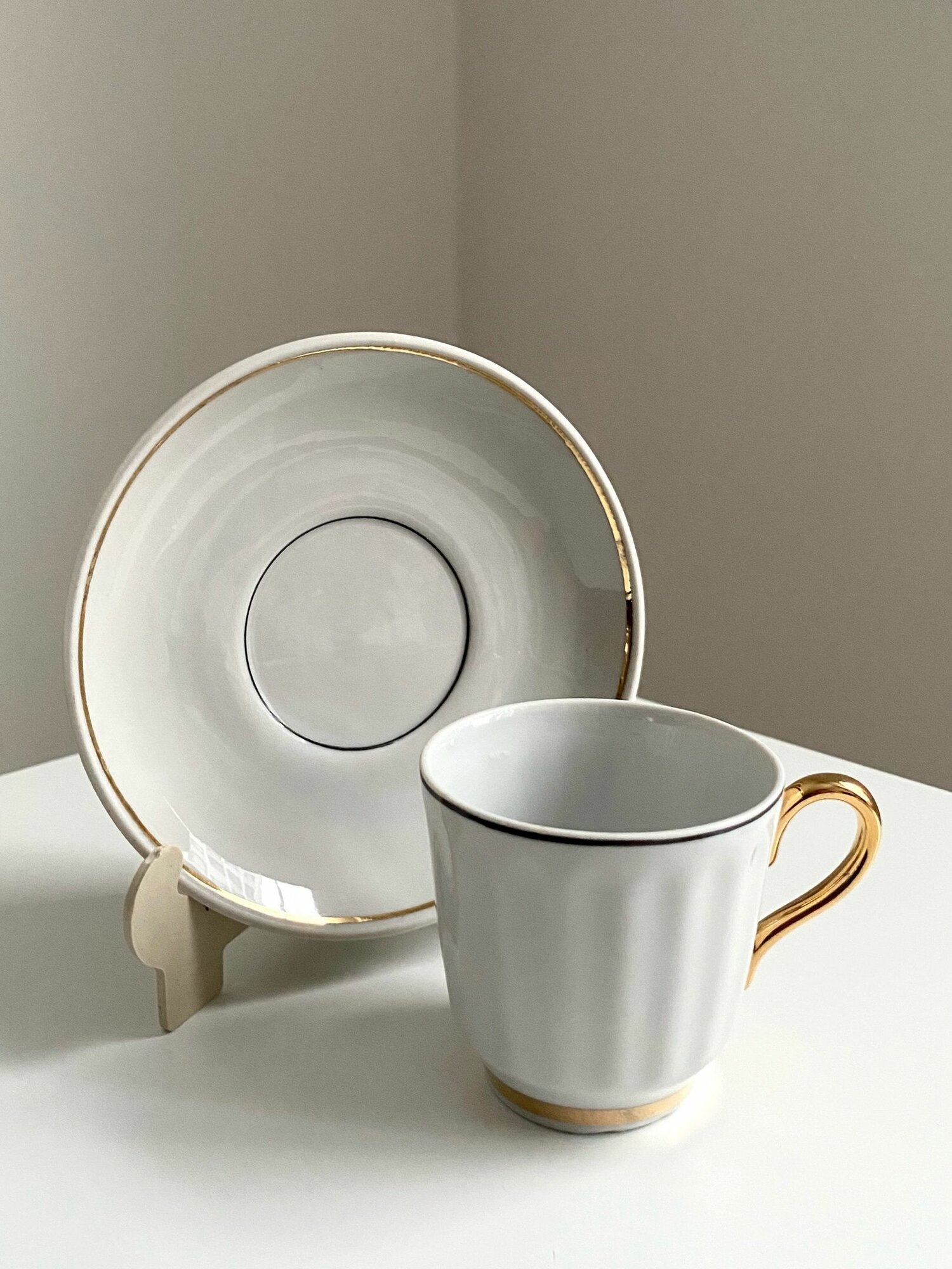 Кофейная пара "Снежинка" Барановка. СССР. Фарфор. Позолота. 1 сорт.