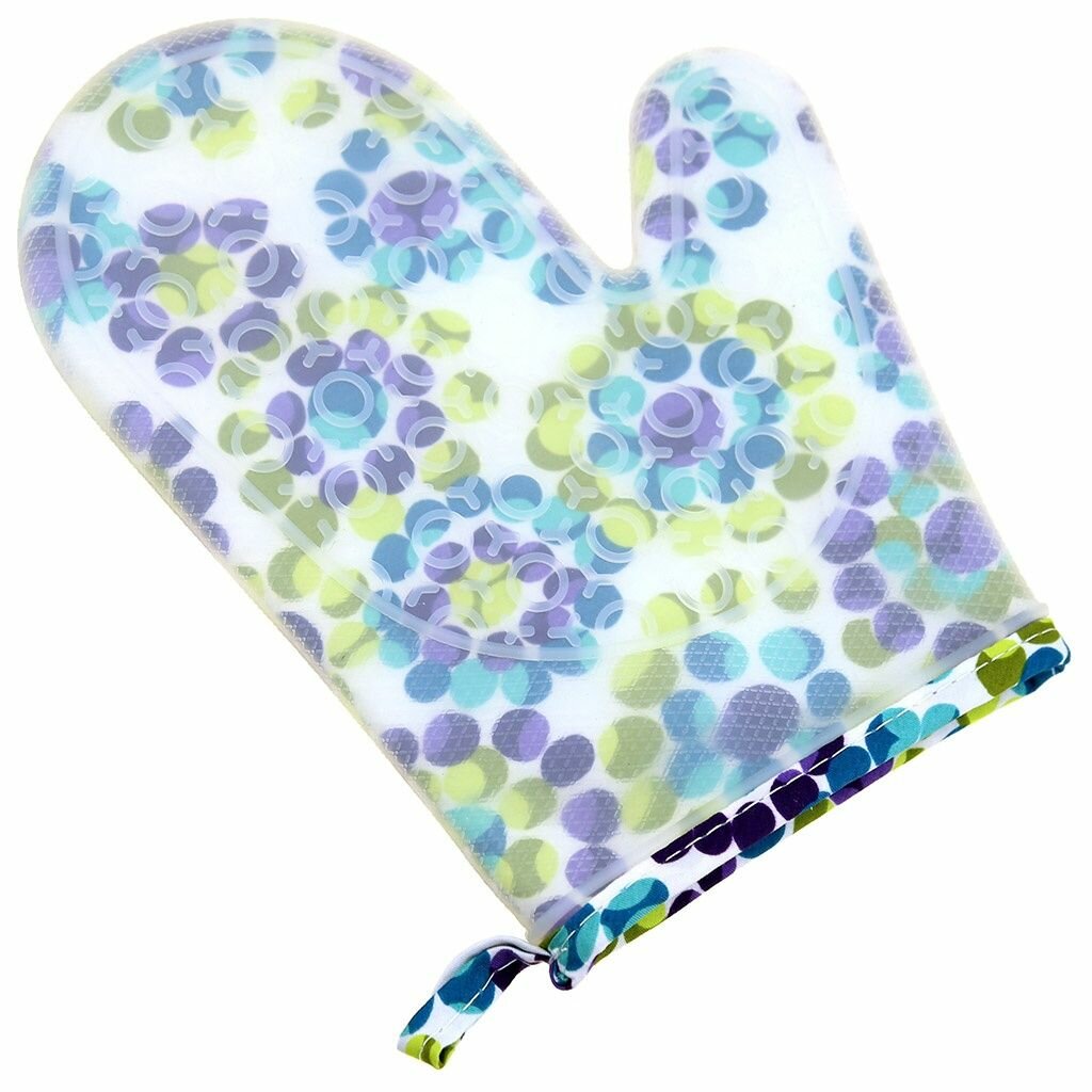 Прихватка-варежка КНР силиконовая, 23х18,5х1,5см, подкладка хлопок с ватином, цвета микс