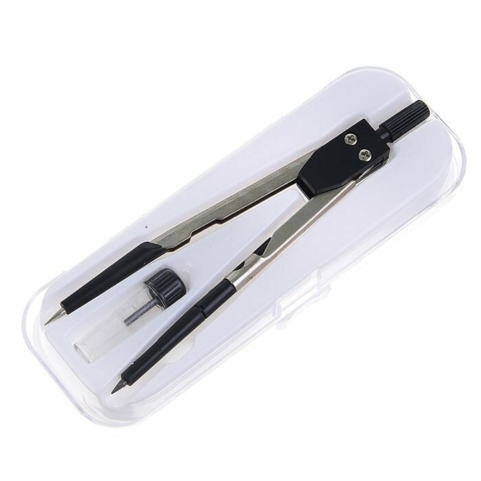 Циркуль Calligrata металл, пластик, 135 мм, с запасными грифелями, в пластиковом пенале