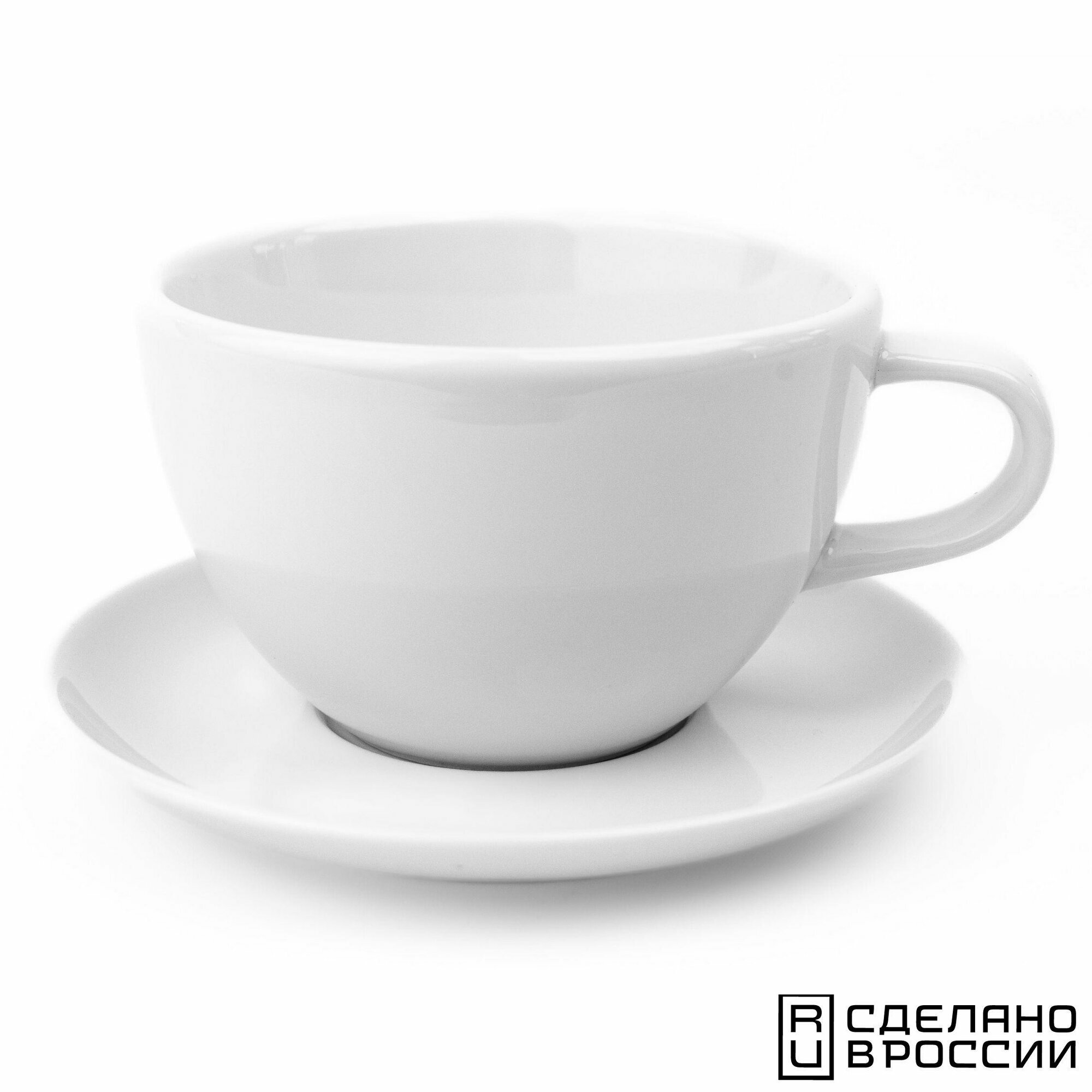 Кофейная пара (чашка и блюдце) RISE 320 мл, материал: фарфор, цвет: белый