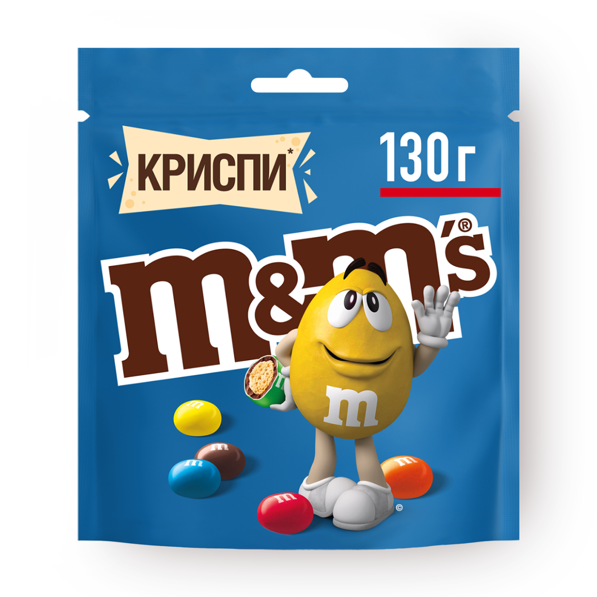 Драже M&M's Криспи, молочный шоколад, хрустящий центр, 130 г — фото 1