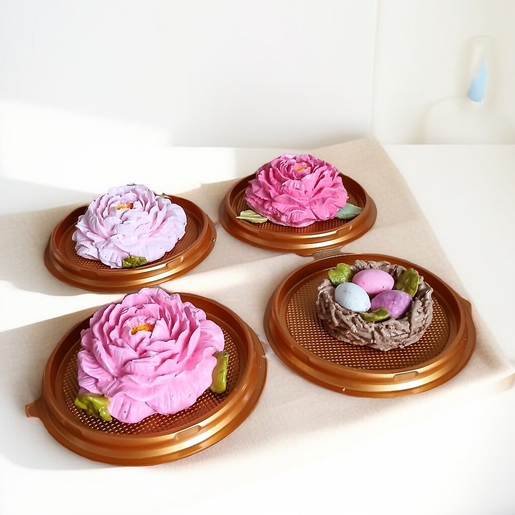 Украшение на пасхальный кулич из зефира ручной работы, цветы и гнездо