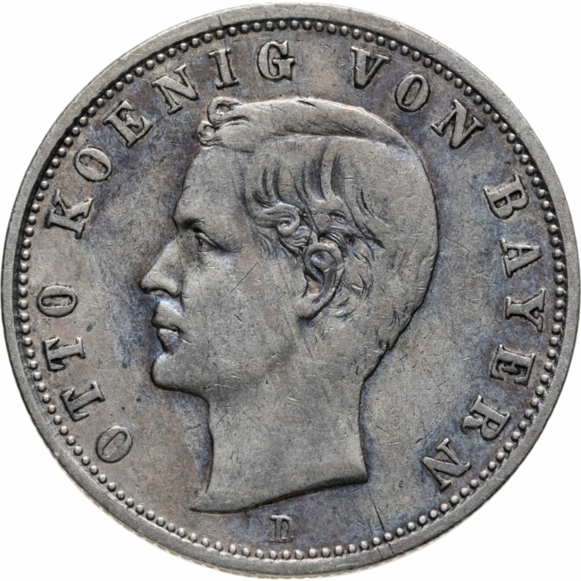 Германская Империя, Бавария 2 марки 1901 "Отто I", Серебро 900, в сохранности VF-XF