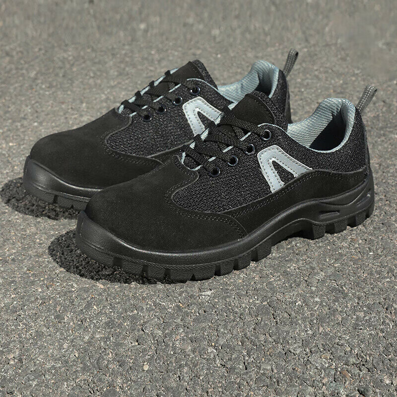 Shield King Safety Shoes Men and Women Anti-Smashing Anti-Piercing Breathable Nubuck Leather Lightweight Comfortable Sports Shoes 2731BK-20 41