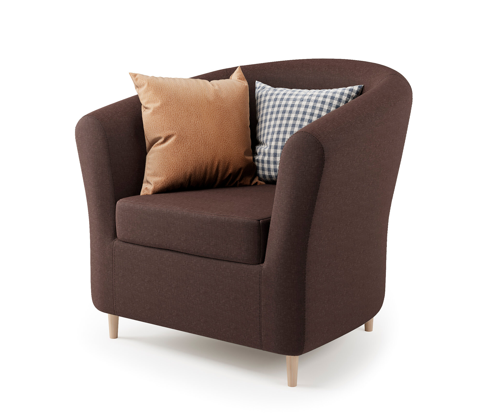 Кресло Шарм-Дизайн Евро Лайт, мягкое для дома и отдыха, с подлокотниками, шоколадная рогожка, 82,5х82х76 см