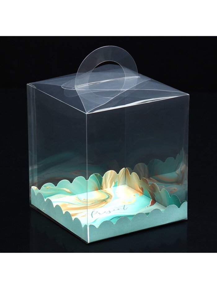 Коробка кондитерская, сундук, упаковка, «Бирюза», 16×16×18 см