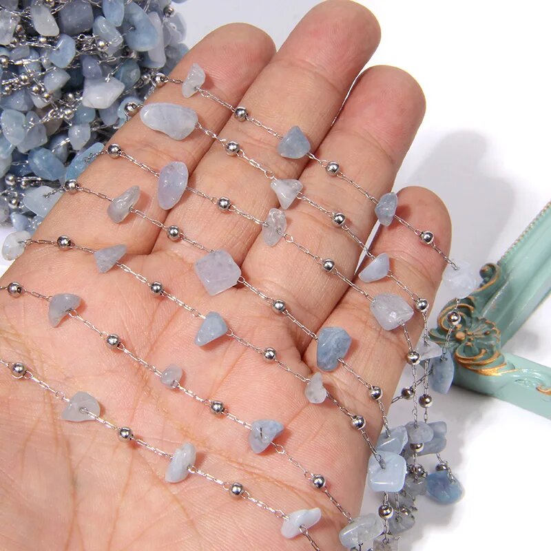 Цепочка из аквамарина, 50 см, цвет 29. Aquamarine