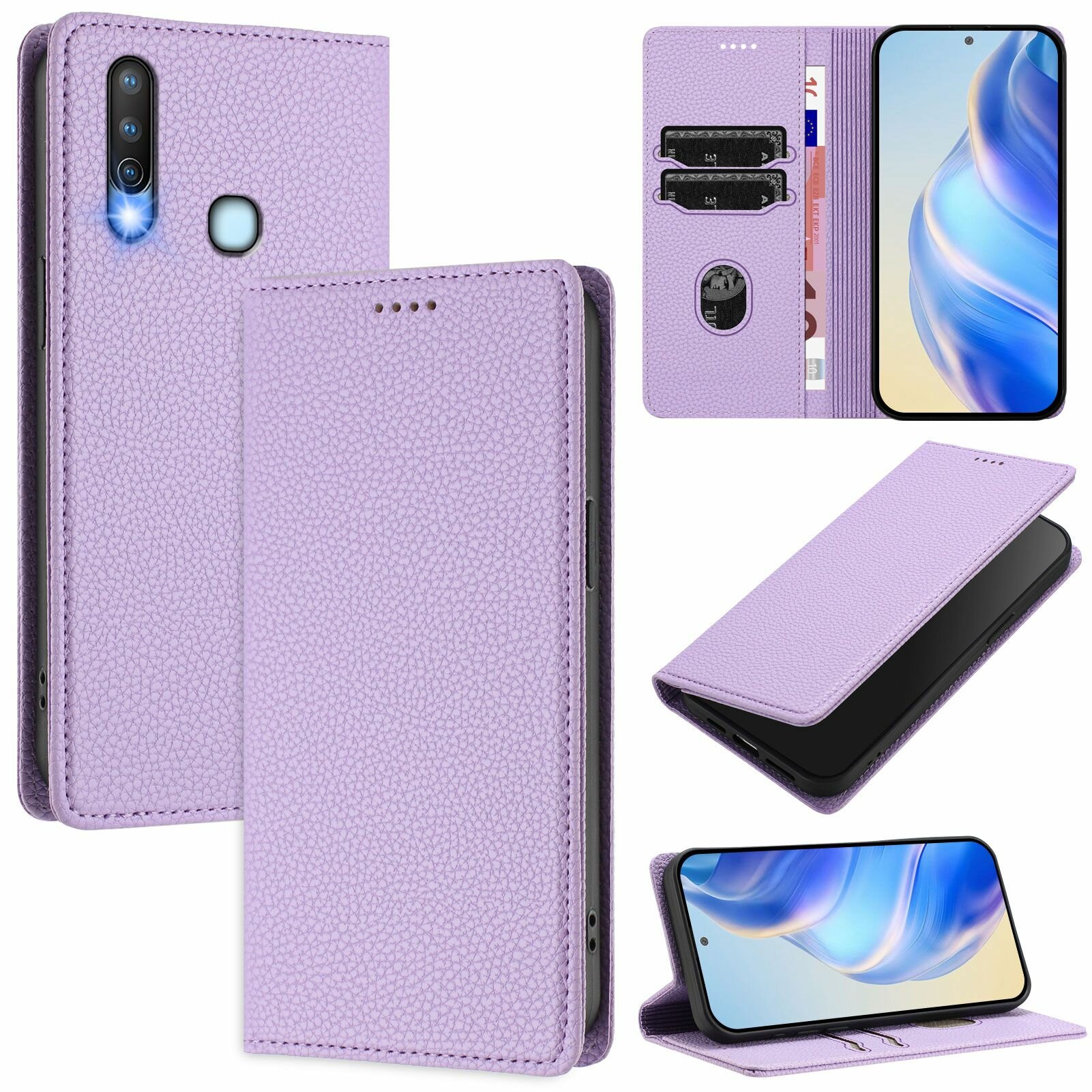 Кожаный книжка чехол для VIVO(Виво)Y17/VIVO Y15/VIVO Y12/VIVO Y11 с визитницей и RFID-блокировкой