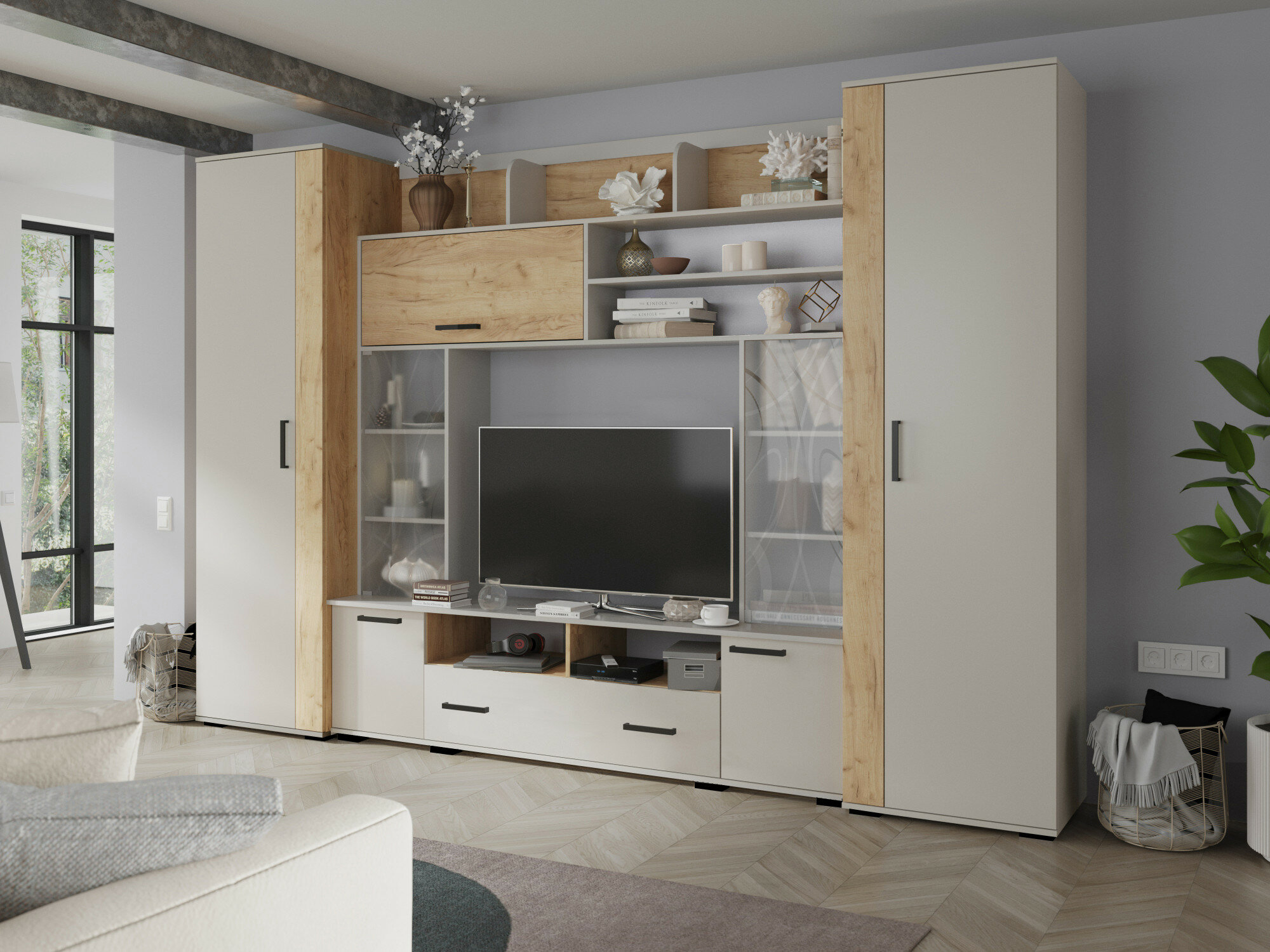 Модульная гостиная, композиция 2, современная, Кашемир/Крафт золотой