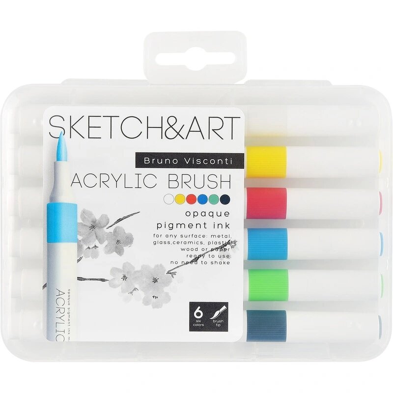 Набор маркеров кистей акриловых Sketch&Art, 6 цв, 22-0153