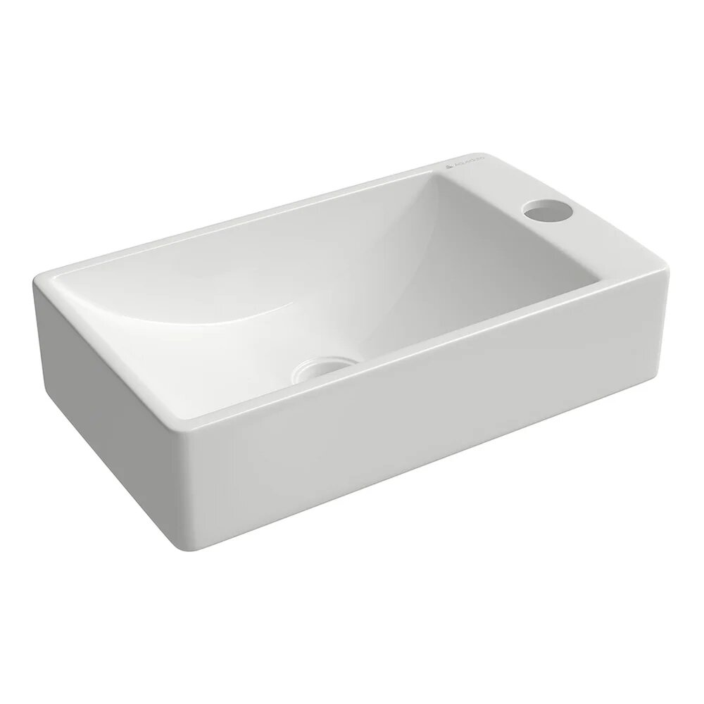 Раковина маленькая в туалет Aqueduto Pequeno 38 R мини, прямоугольная, белая, фарфоровая, 38 см