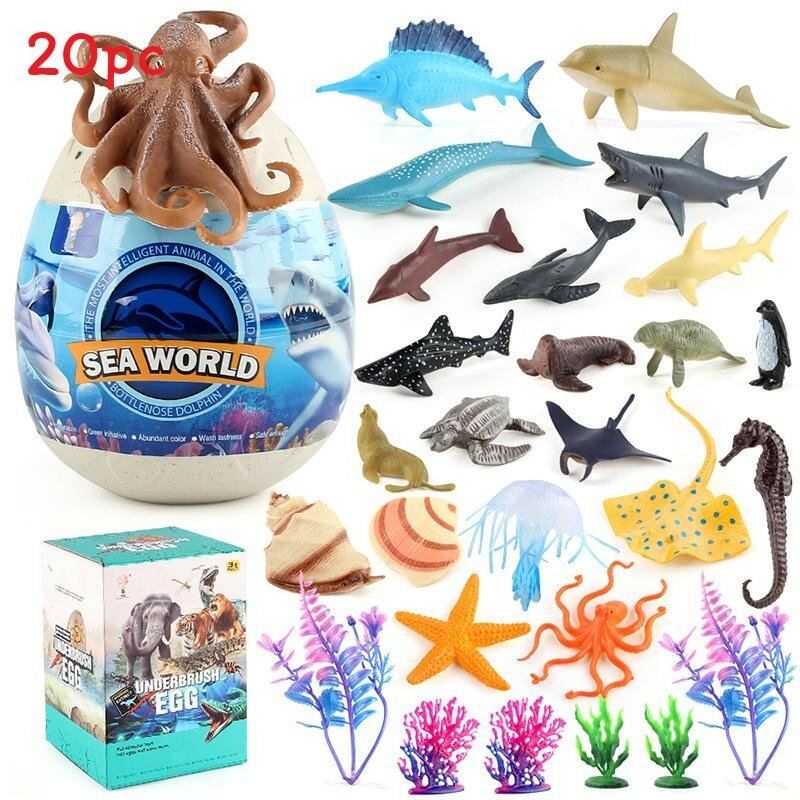 Фигурки морских животных шаркe дельфины пингвины pvc коллекция для детей науки и игры