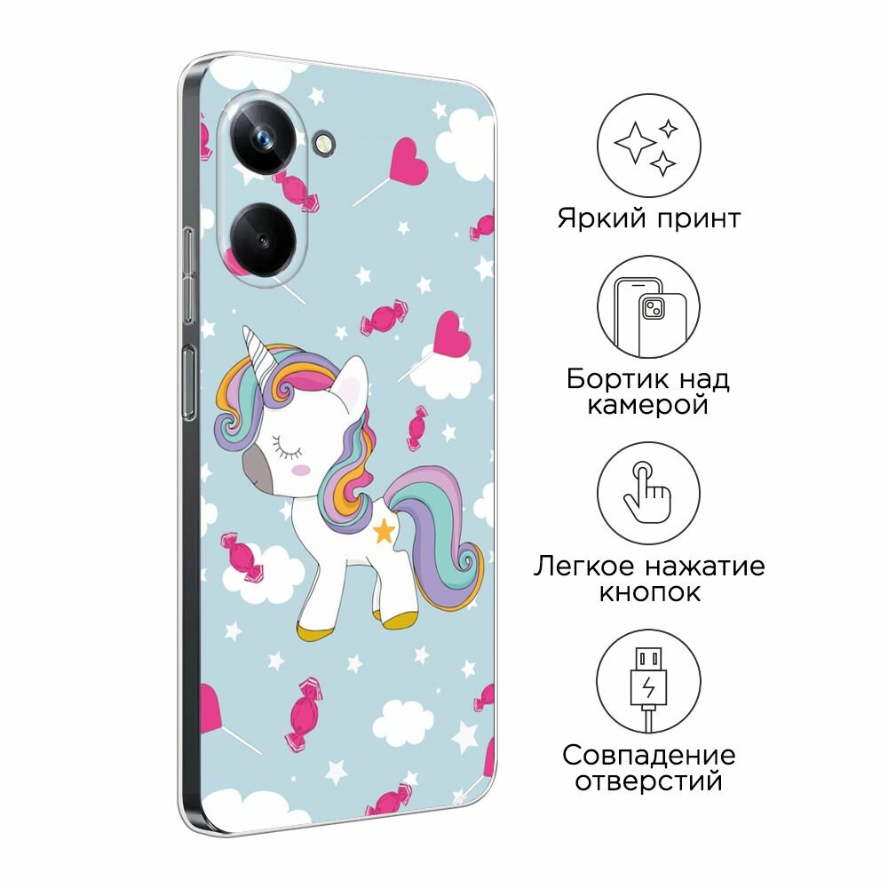 Чехол на Realme 10 Pro / Реалми 10 Про с принтом "Сладкий единорожек" — фото 1