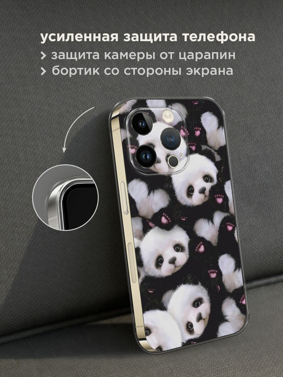 Чехол на Apple iPhone 14 Pro / Айфон 14 Про с принтом "Море панд" — фото 1
