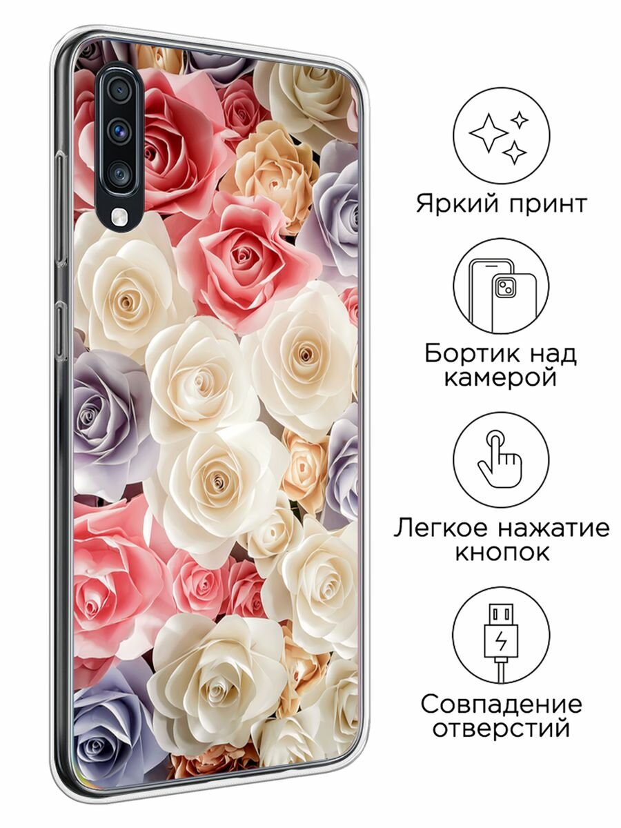 Чехол на Samsung Galaxy A70 / Самсунг Галакси А70 с принтом "Пастельные розы" — фото 1