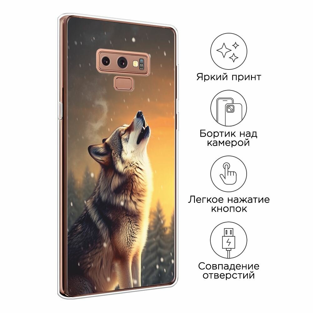Чехол на Samsung Galaxy Note 9 / Самсунг Галакси Нот 9 с принтом "Воющий волк" — фото 1