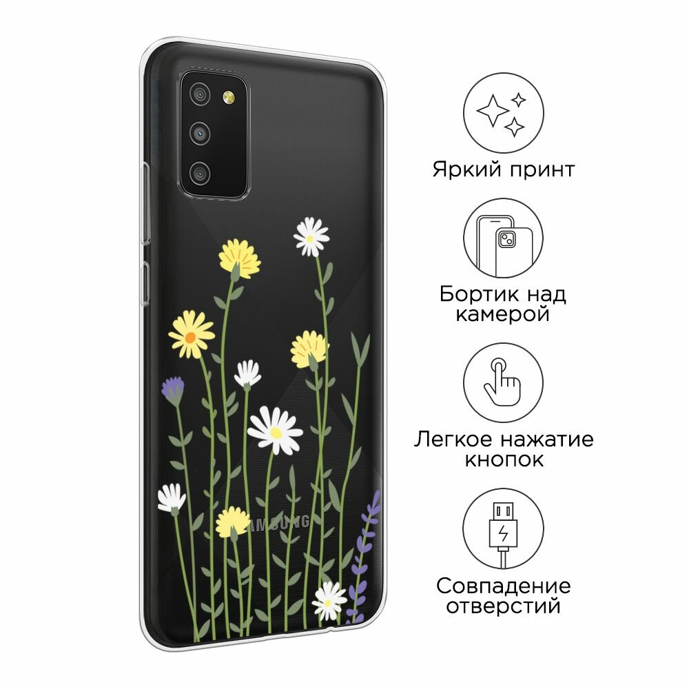 Чехол на Samsung Galaxy A02s / Самсунг Галакси A02s с принтом "Пучок полевых цветов", прозрачный — фото 1