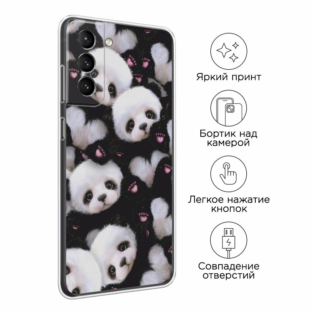 Чехол на Samsung Galaxy S21 / Самсунг Галакси S21 с принтом "Море панд" — фото 1