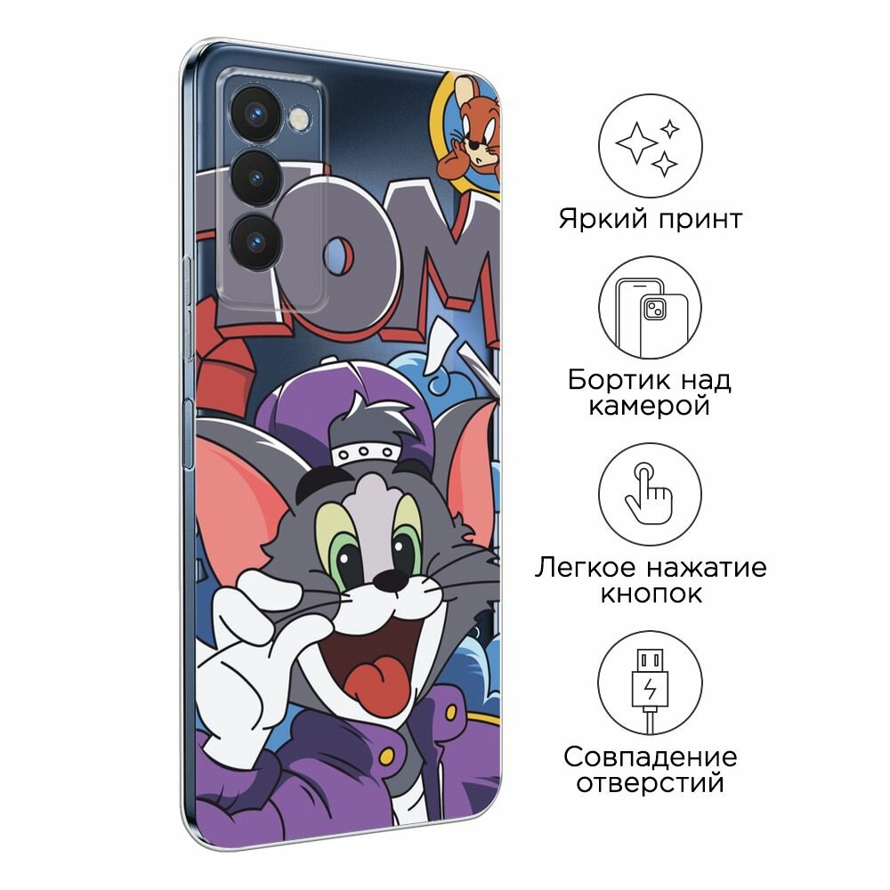 Чехол на Tecno Camon 18P / Техно Камон 18Р с принтом "Том в кепке", прозрачный — фото 1