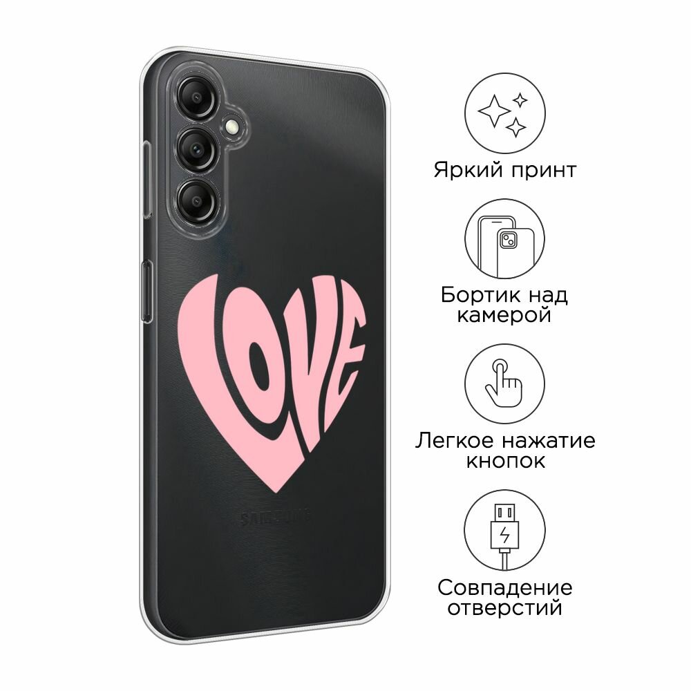 Чехол на Samsung Galaxy A15 / Самсунг А15 с принтом "Love heart 3 - 14 февраля", прозрачный — фото 1