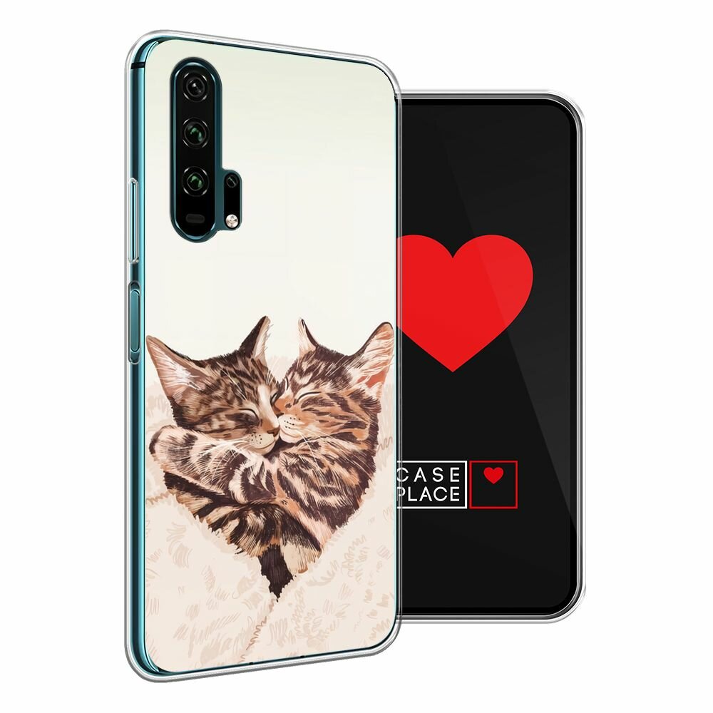 Чехол на Honor 20 Pro / Хонор 20 Про с принтом "Влюбленные котейки - 14 февраля" — фото 1