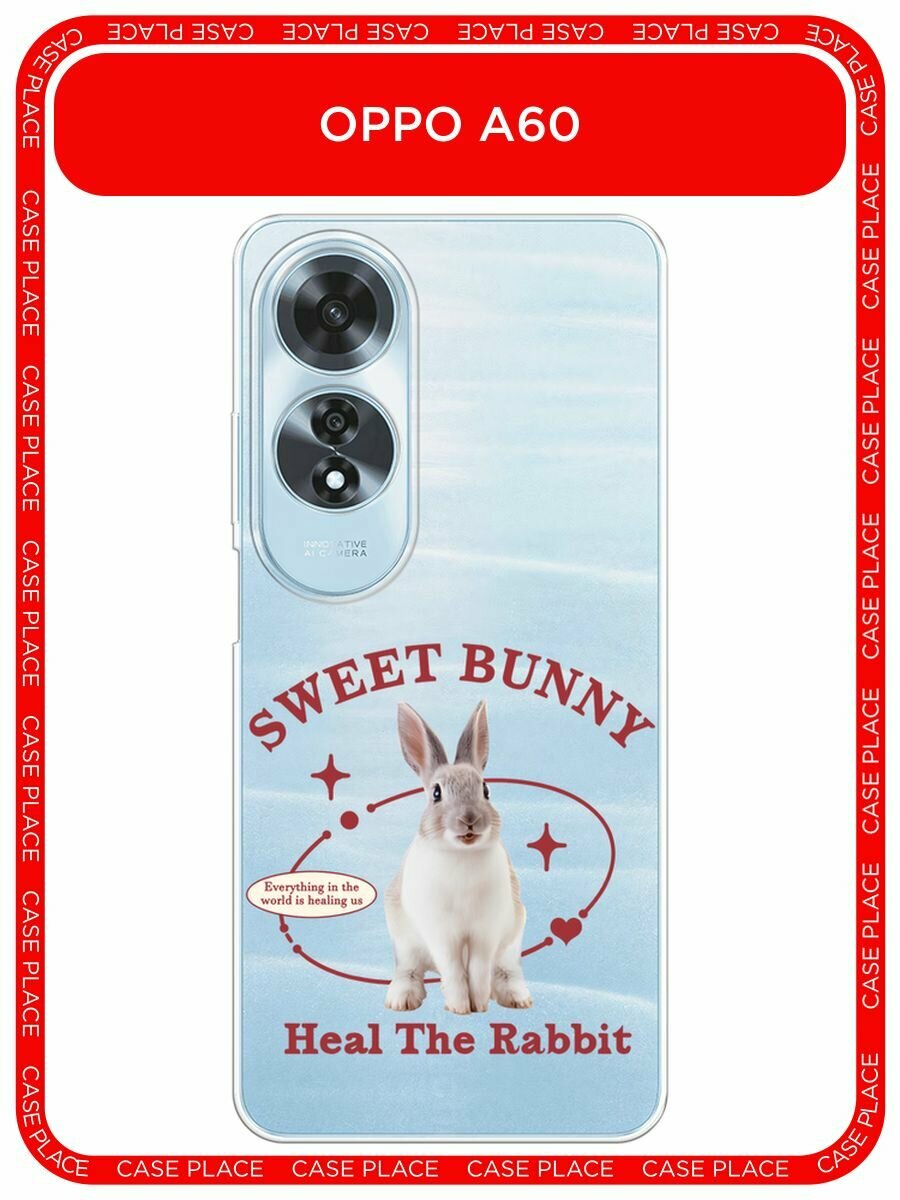 Чехол на Oppo A60 / Оппо А60 с принтом "Heal the rabbit", прозрачный