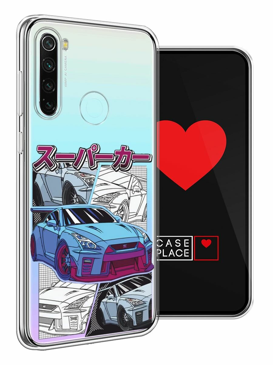 Чехол на Xiaomi Redmi Note 8 / Сяоми Редми Нот 8 с принтом "JDM коллаж", прозрачный — фото 1