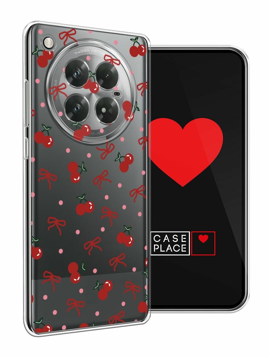 Чехол на Infinix Zero 40 5G / Инфиникс Зеро 40 5G с принтом "Вишни и ленточки", прозрачный — фото 1
