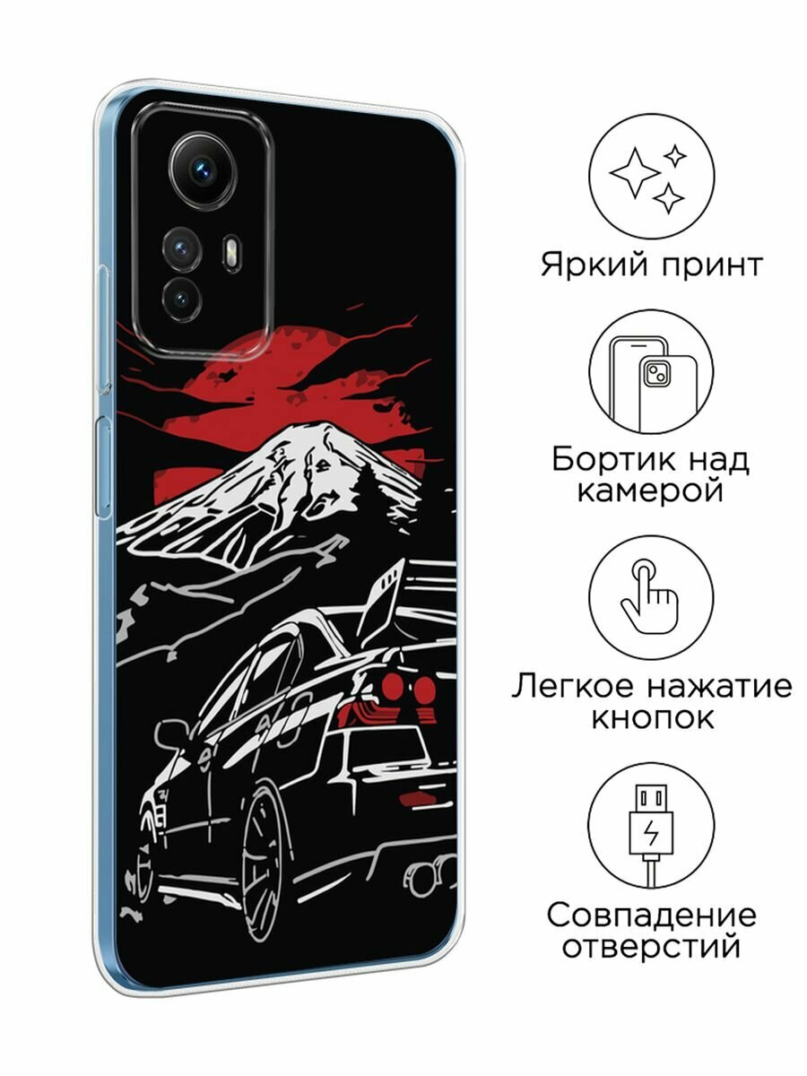 Чехол на Xiaomi Redmi Note 12S / Сяоми Редми Ноут 12S с принтом "Машина в горах JDM" — фото 1