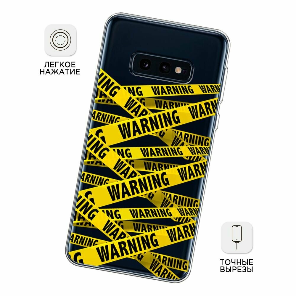 Чехол на Samsung Galaxy S10E / Самсунг Галакси S10E с принтом "Warning!", прозрачный — фото 1