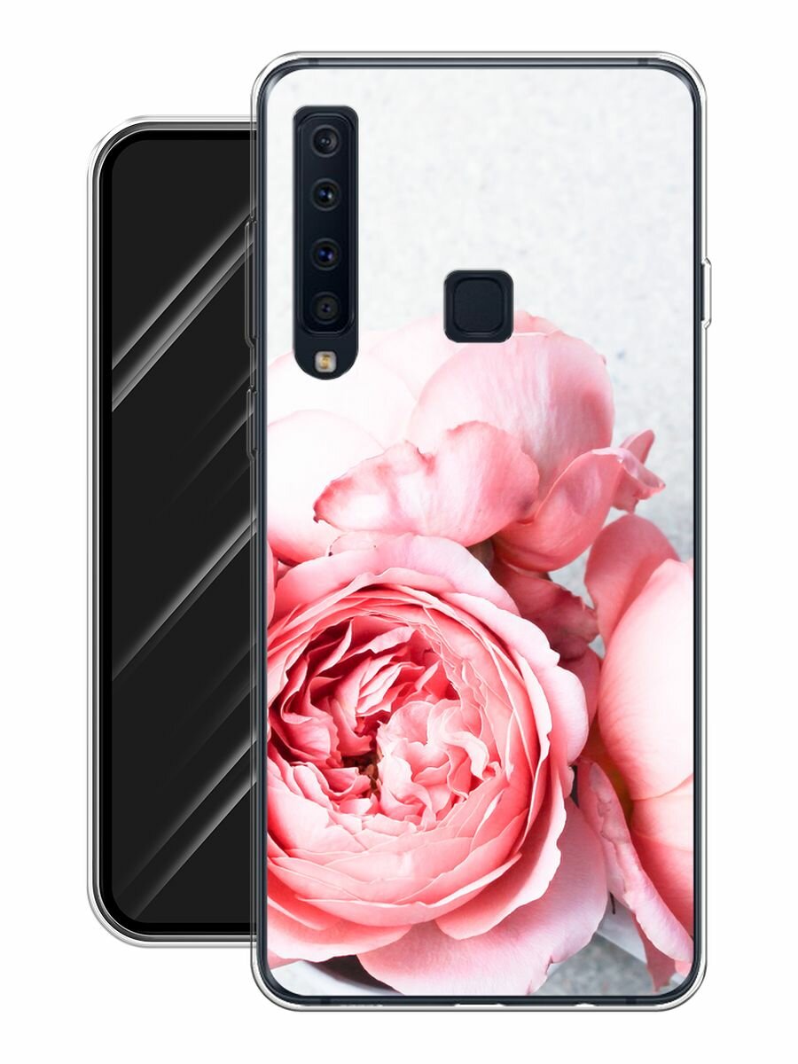 Чехол на Samsung Galaxy A9 2018 / Самсунг Галакси А9 2018 с принтом "Пионы на белом" — фото 1