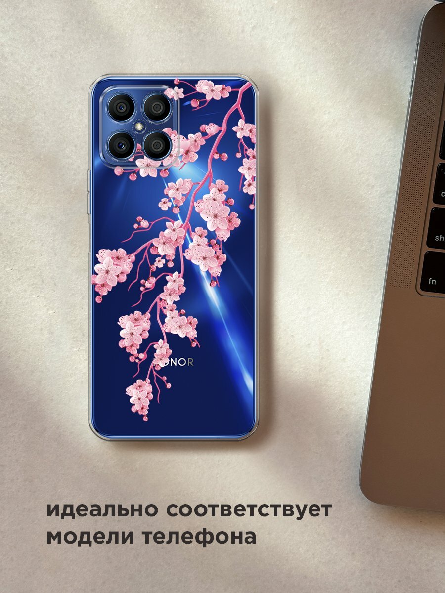 Чехол на Honor X8 / Хуавей X8 с принтом "Ветка сакуры 2" — фото 1